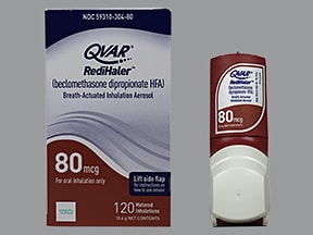 Qvar Redihaler (beclomethasone, inhaled) dosing, indications, interactions, adverse effects, and ...